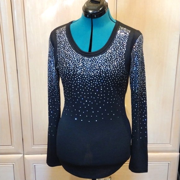 Vocal | Tops | Vocal Black Long Sleeve Top W Rhinestones | Poshmark